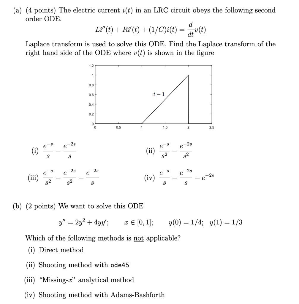 Solved (a) (4 points) The electric current i(t) in an LRC | Chegg.com