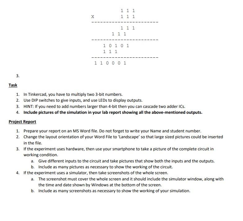 Digital Logic Design Lab Project: Unsigned 3-bit | Chegg.com