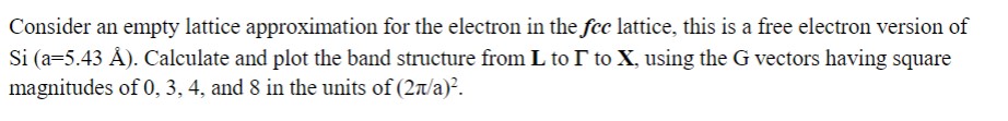 Solved Consider an empty lattice approximation for the | Chegg.com