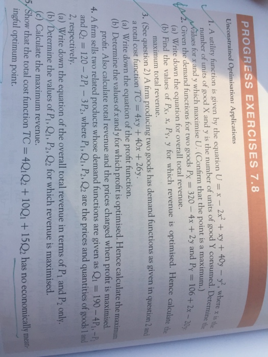 Solved PROGRESS EXERCISES 7.8 Unconstrained Optimisation: | Chegg.com