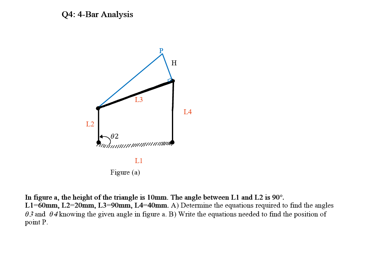 Solved Q4: 4-Bar Analysis ⊥1 Figure (a) In figure a, the | Chegg.com