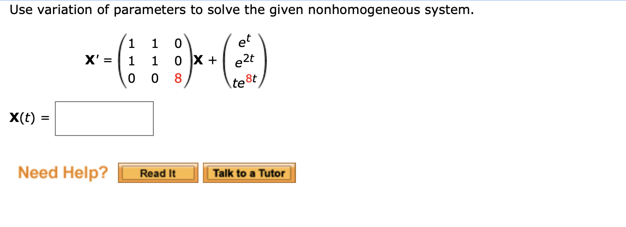Solved Use variation of parameters to solve the given | Chegg.com
