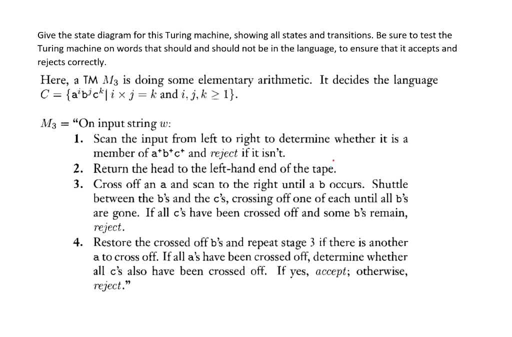 Solved Give the state diagram for this Turing machine, | Chegg.com