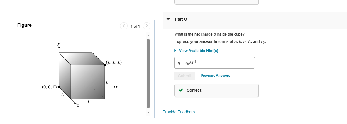 Solved What is the net charge q inside the cube? Express | Chegg.com