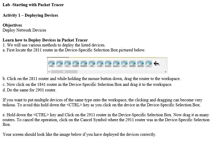 Lab-Starting with Packet Tracer Activity 1 - | Chegg.com