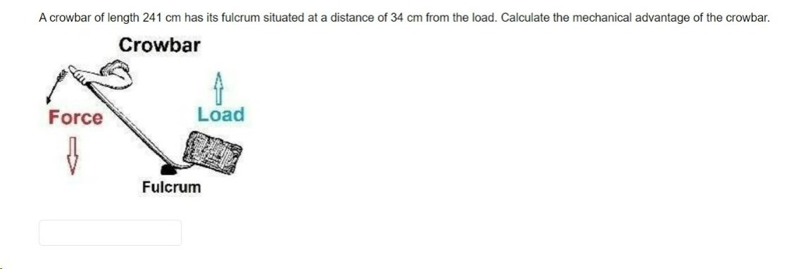 Solved A crowbar of length 241 cm has its fulcrum situated | Chegg.com