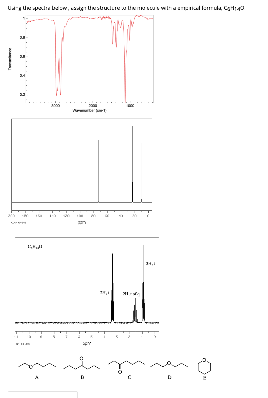 Solved Using the spectra below, assign the structure to the | Chegg.com