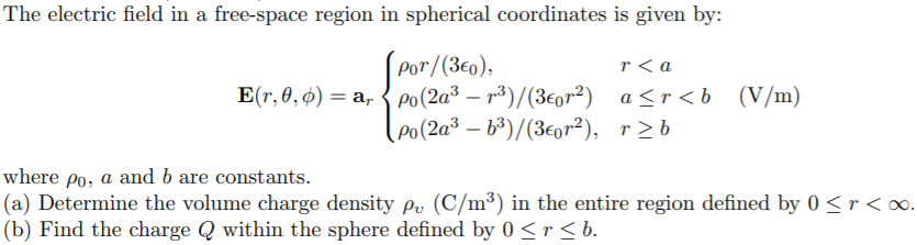 Solved The electric field in a free-space region in | Chegg.com