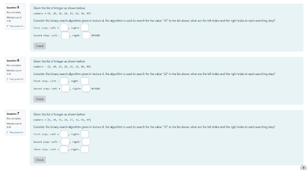 Solved Question 5 Given the list of integer as shown below: | Chegg.com