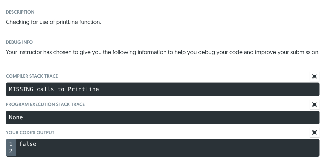Solved Apparently I am missing the PrintLine function and am | Chegg.com