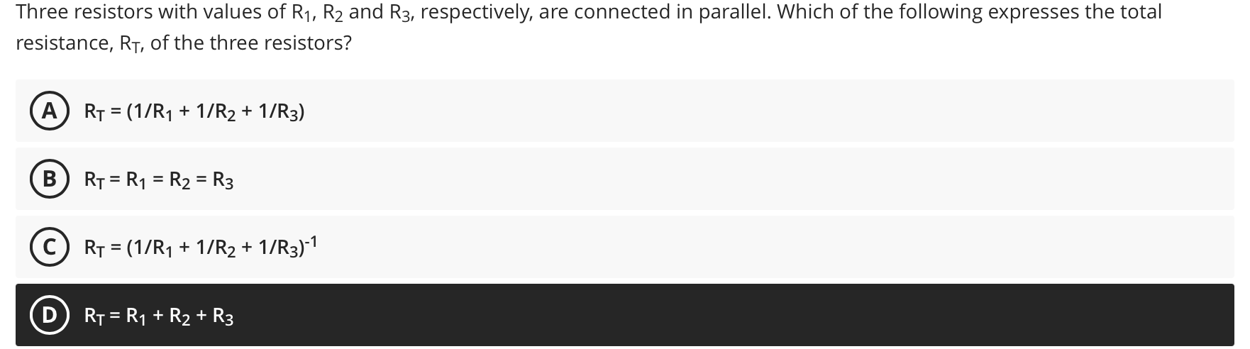 Solved Three resistors with values of R1,R2 and R3, | Chegg.com