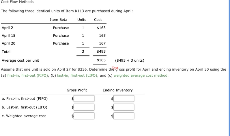 Solved Cost Flow Methods The following three identical units | Chegg.com