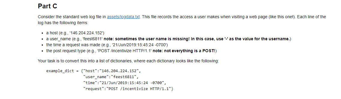 Solved Part C Consider the standard web log file in | Chegg.com