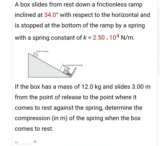 Solved A box slides from rest down a frictionless ramp | Chegg.com