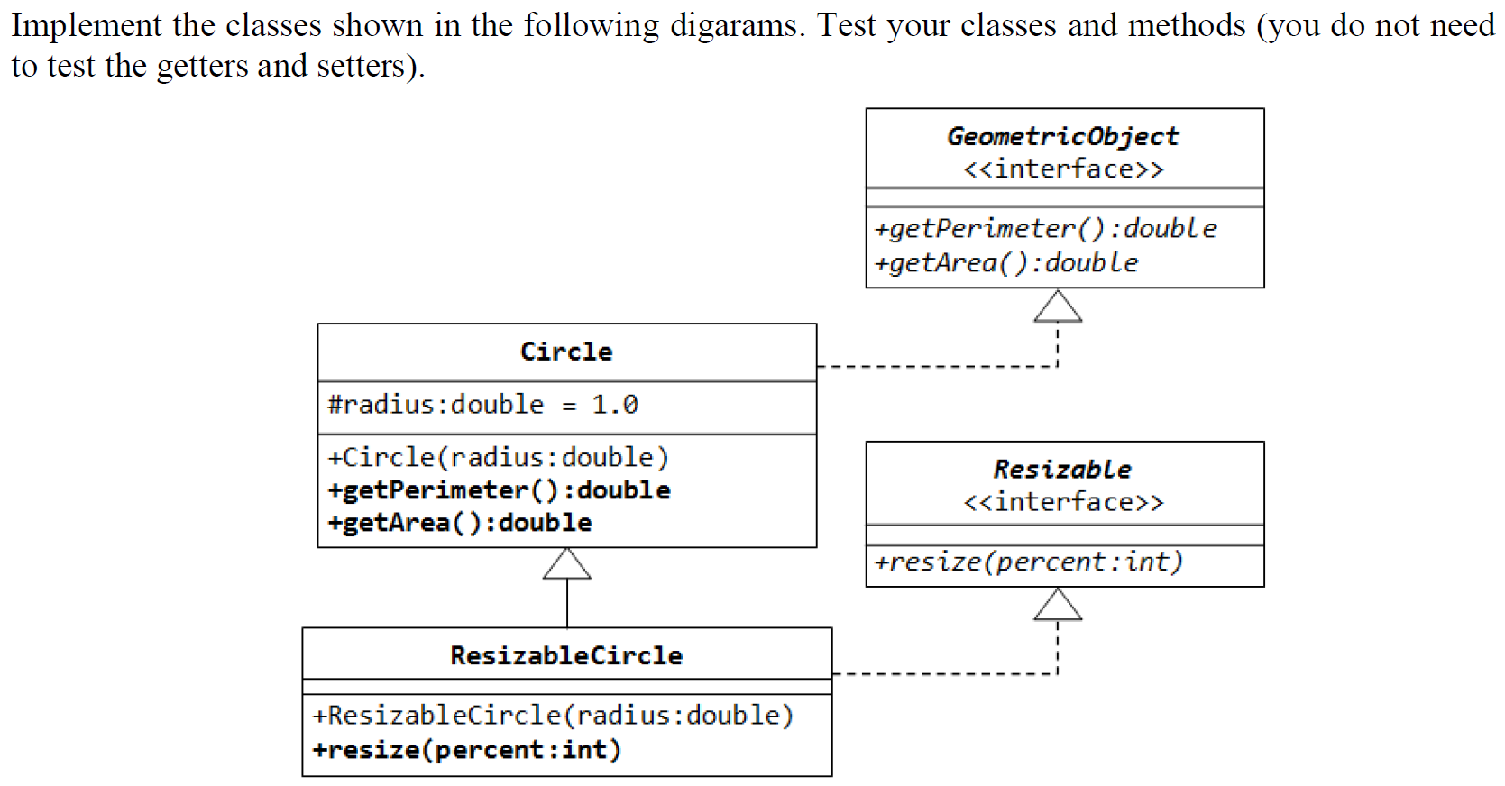 Solved Implement the classes shown in the following | Chegg.com