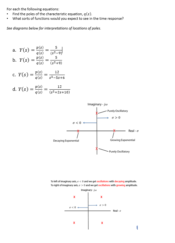 Solved For each the following equations: Find the poles of | Chegg.com
