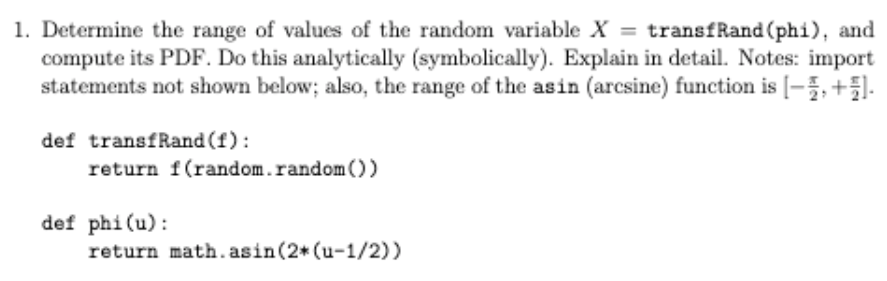 1. Determine the range of values of the random | Chegg.com