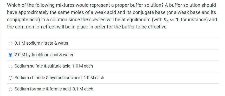 Solved Which of the following mixtures would represent a | Chegg.com