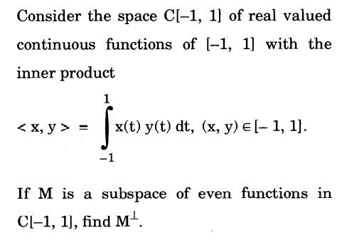 Solved Consider the space C[−1,1] of real valued continuous | Chegg.com