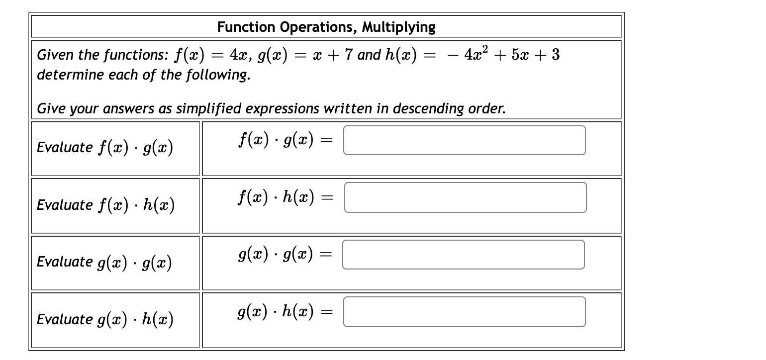 Solved Function Operations, Adding and Subtracting Given the | Chegg.com