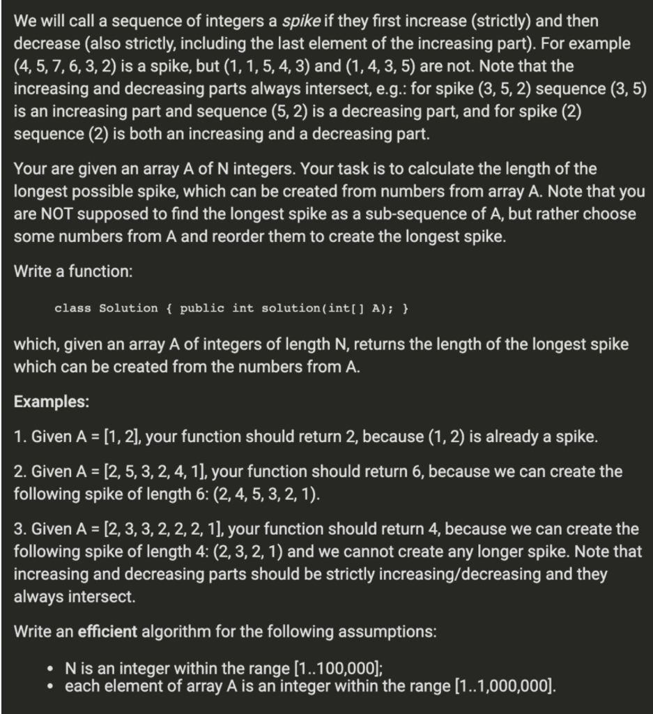Solved int currentSpike = 5; // ﻿Initialize with 2 ﻿for the | Chegg.com