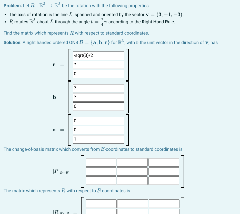 Problem: Let R:R3→R3 be the rotation with the | Chegg.com