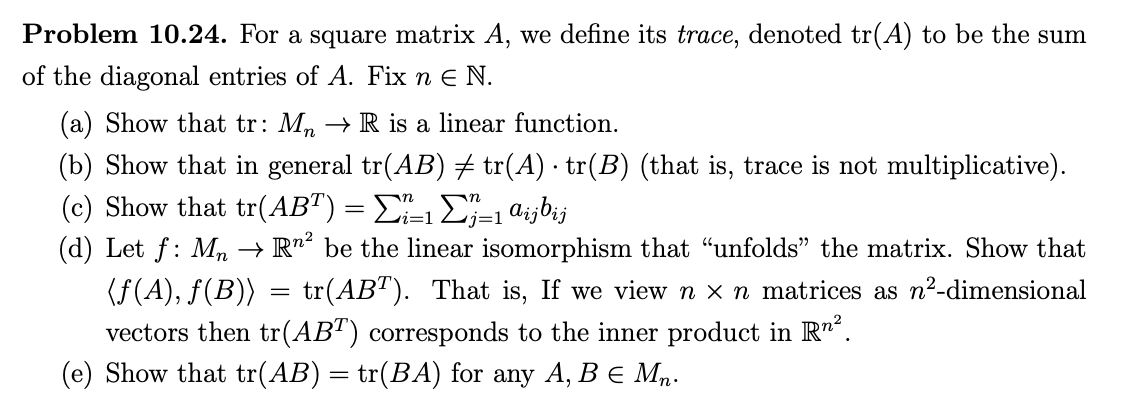 Solved Problem 10.24. For a square matrix A, we define its | Chegg.com