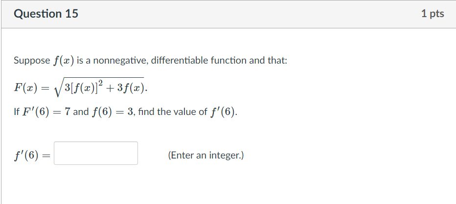Solved Question 15 1 pts Suppose f(x) is a nonnegative, | Chegg.com
