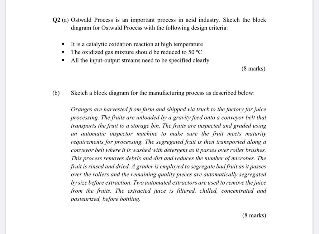 Solved Q2 (a) Ostwald Process is an important process in | Chegg.com