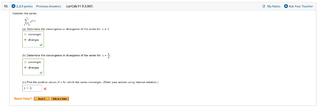 Solved 10. + 2.2/3 points Previous Answers LarCalc11 | Chegg.com