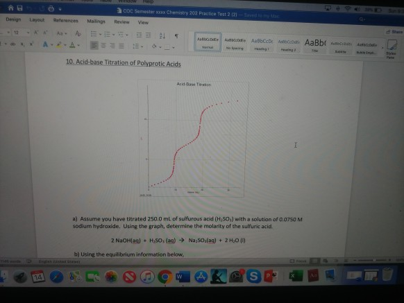 Acete AaBCDate AaBbl * AWA 10. Acid-base Titration of | Chegg.com