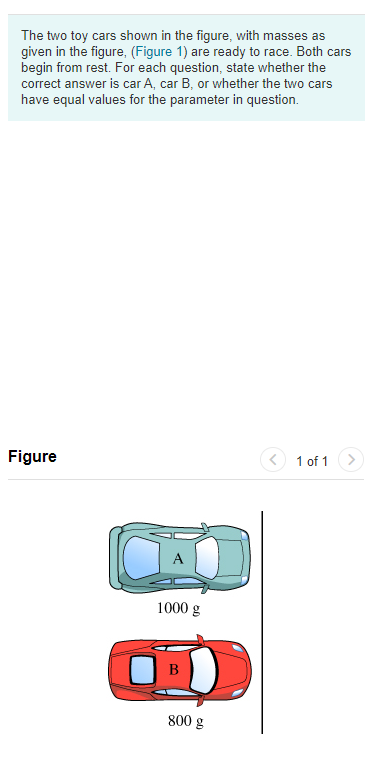 Solved The two toy cars shown in the figure, with masses as | Chegg.com