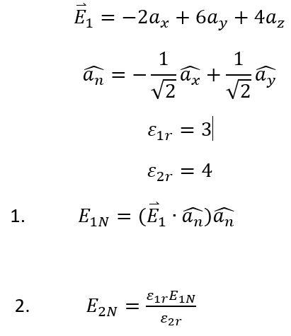 Solved E1 = -2ax + 6ay + 4a, 1 an = — 1 = axt v2 ray Elr = 3 | Chegg.com