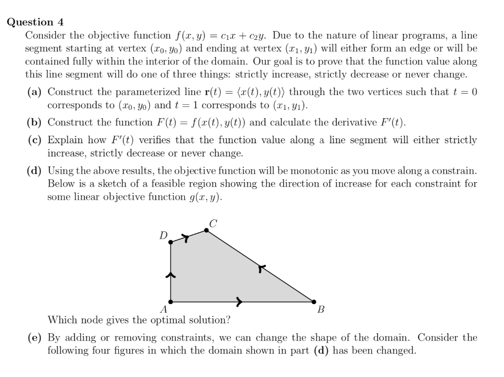 Question 4 Consider The Objective Function F X Y