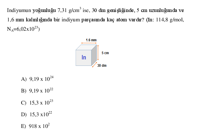 Solved If the density of indium is 7.31 g / em ', how many | Chegg.com