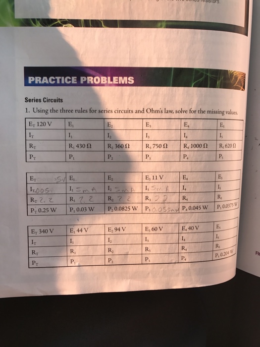 Using the three rules for series circuits and Ohms | Chegg.com