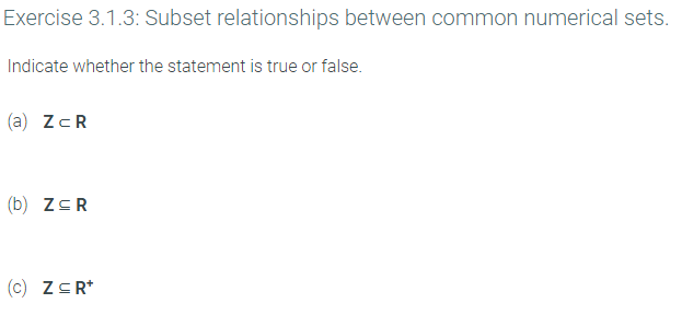 Solved Exercise 3.1.3: Subset relationships between common | Chegg.com