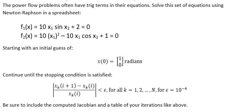 Solved The power flow problems often have trig terms in | Chegg.com
