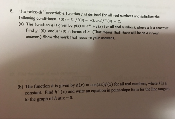Solved The twice-differentiable function f is defined for | Chegg.com
