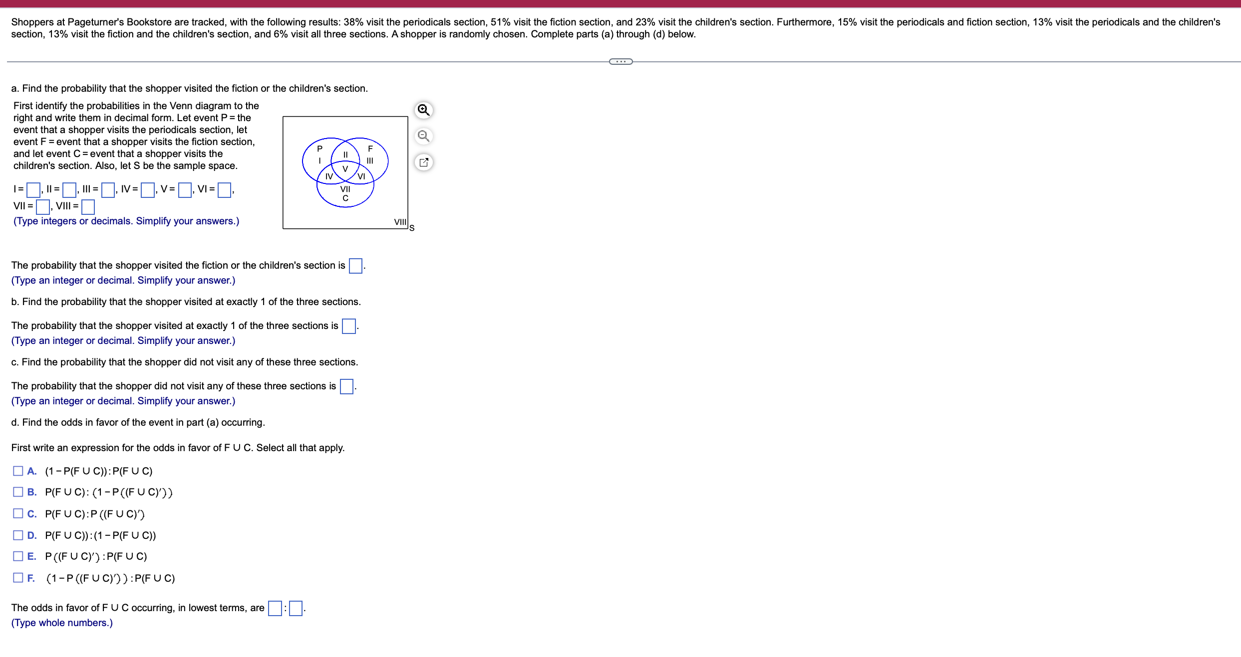 Solved First identify the probabilities in the Venn diagram | Chegg.com