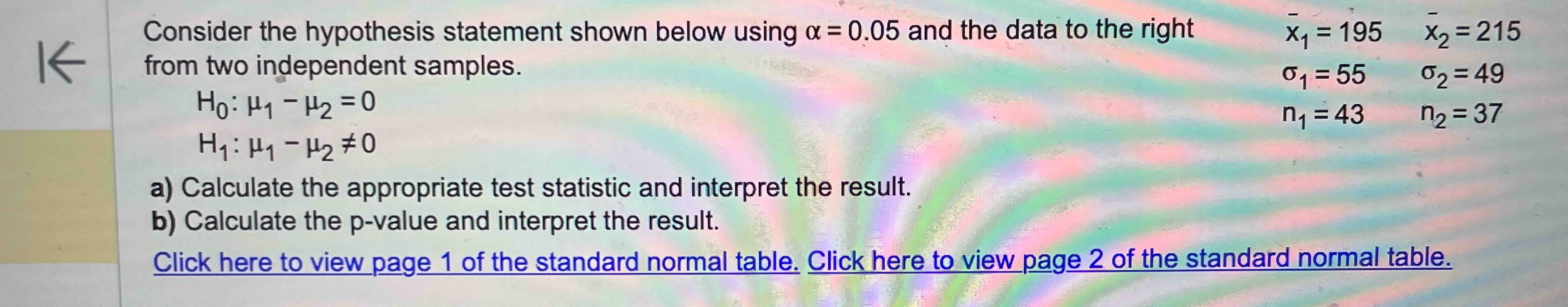 Solved Consider the hypothesis statement shown below using | Chegg.com