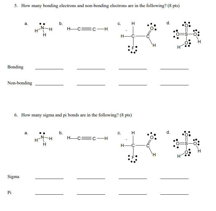 Solved 5. How many bonding electrons and non-bonding | Chegg.com