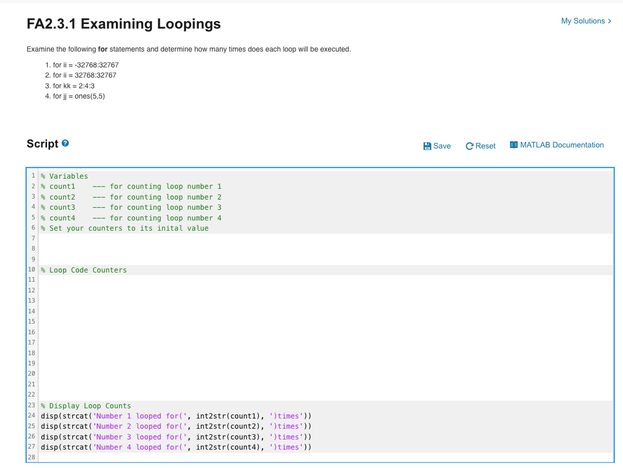 Solved FA2.3.1 Examining Loopings Examine the following for | Chegg.com