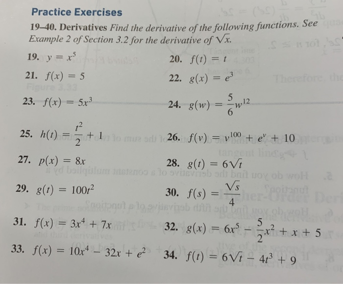Solved Practice Exercises 19-40. Derivatives Find the | Chegg.com