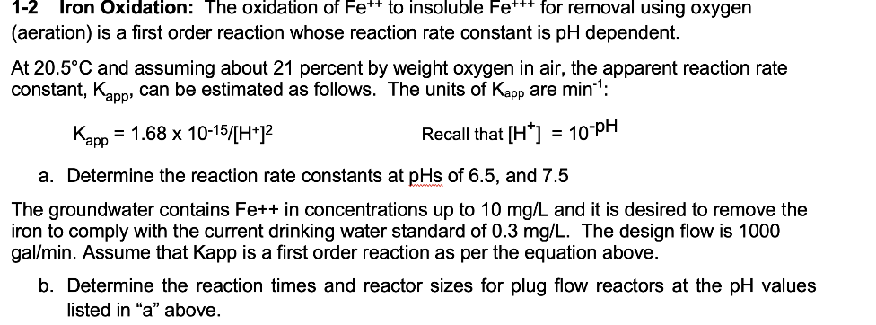 Solved 1-2 Iron Oxidation: The oxidation of Fet- to | Chegg.com