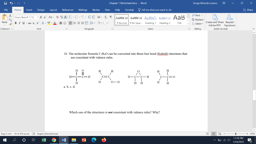 Solved Chapter 1 Worksheet.docx - Word Gorge Miranda Lozano | Chegg.com