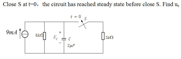 Solved Close S at t=0, the circuit has reached steady state | Chegg.com