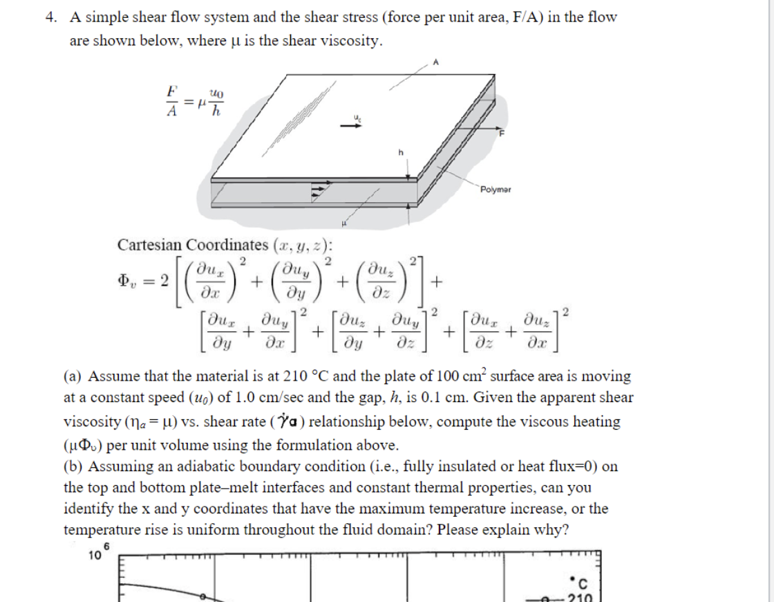 Solved 4. A simple shear flow system and the shear stress | Chegg.com