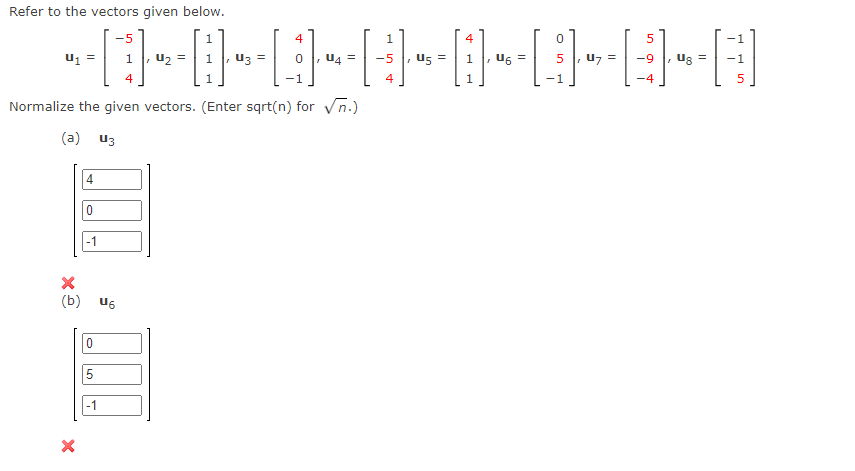 Solved Refer to the vectors given below. | Chegg.com