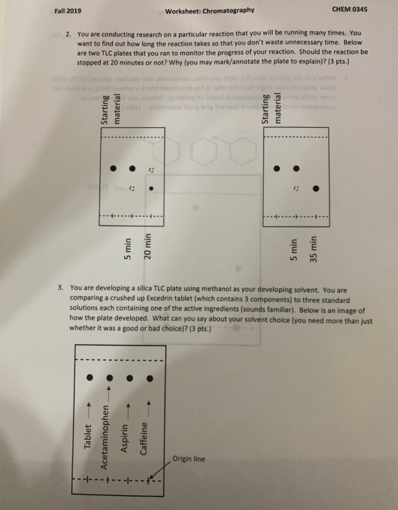 Solved Fall 2019 Worksheet: Chromatography CHEM 0345 2. You | Chegg.com